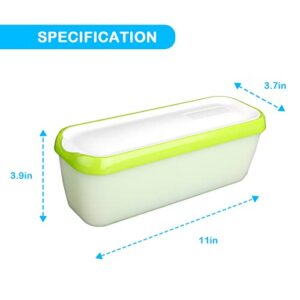 HipBrandFactory Ice Cream Storage Containers with Lids 2 Pack - 1.5 Quarts Reusable Homemade Ice Cream Tubs, Freezer Containers Perfect for Sorbet, Frozen Yogurt Or Gelato (Green)