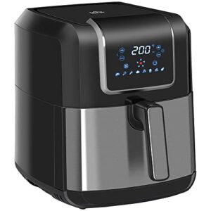 homcom air fryer, 1700w 6.9 quart air fryers oven with digital display, 360° air circulation, adjustable temperature, timer and nonstick basket for oil less or low fat cooking, black