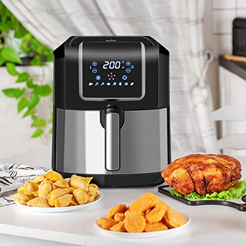 HOMCOM Air Fryer, 1700W 6.9 Quart Air Fryers Oven with Digital Display, 360° Air Circulation, Adjustable Temperature, Timer and Nonstick Basket for Oil Less or Low Fat Cooking, Black