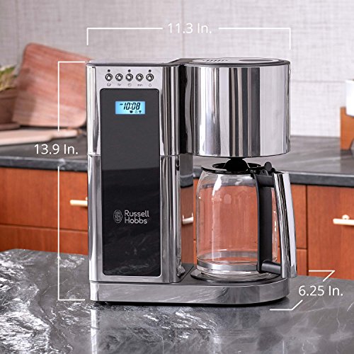 Russell Hobbs Glass Series 8-Cup Coffeemaker, Black & Stainless Steel, CM8100BKR