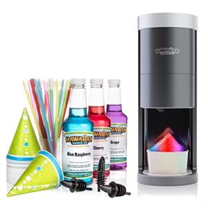 hawaiian shaved ice s777 homepro shave ice machine with 3 flavor snow cone syrup pack including party ready accessories