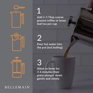 Bellemain French Press Coffee Maker Extra Filters Included, 35 oz, Stainless Steel