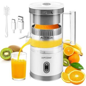 electric citrus juicer - usb rechargeable juicer with cleaning brush, orange lime lemon grapefruit juicer squeezer, easy to clean portable juicer machine