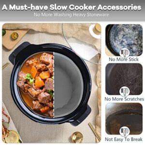 Silicone Slow Cooker Liner - Reusable, Leakproof & BPA-Free, Fits 6-7 Quart Oval Crock-Pot, Compatible with Hamilton Beach, Dishwasher Safe Cooking Liner (Grey)