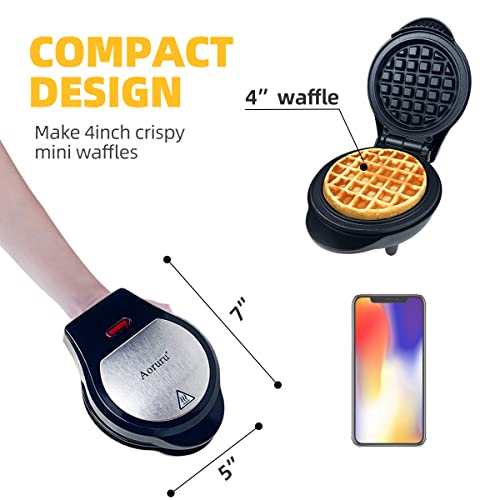 Aoruru Mini Waffle Maker Electric waffle iron Nonstick Chaffle Maker for Kids 600W