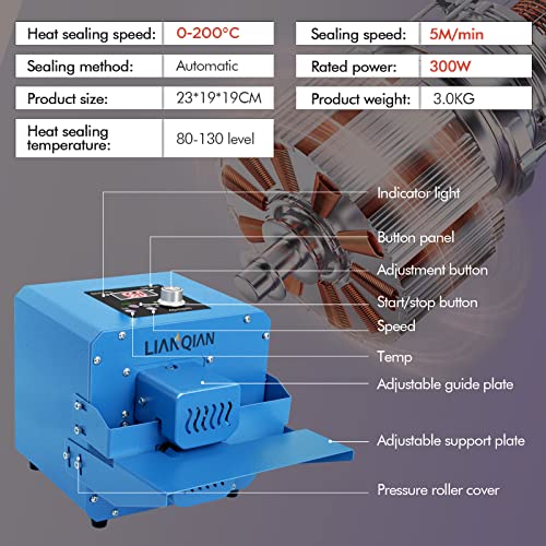 Heat Sealer Machine,Automatic Plastic Sealing Machine, Continuous Roller Sealer Temperature Control, Bag Sealer For Cookies,Small Shops,Home Kitchen