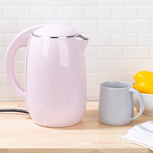 Electric Kettle – Auto-Off Rapid Boil Water Heater with Stainless-Steel Interior and Double Wall Construction by Classic Cuisine (Pink), 1.8 L