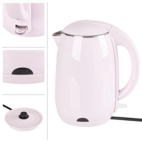 Electric Kettle – Auto-Off Rapid Boil Water Heater with Stainless-Steel Interior and Double Wall Construction by Classic Cuisine (Pink), 1.8 L