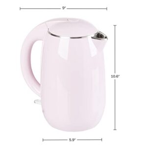 Electric Kettle – Auto-Off Rapid Boil Water Heater with Stainless-Steel Interior and Double Wall Construction by Classic Cuisine (Pink), 1.8 L