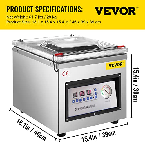 VEVOR Chamber Vacuum Sealer DZ-260C Kitchen Food Chamber Vacuum Sealer, 110V Packaging Machine Sealer for Food Saver, Home, Commercial Using