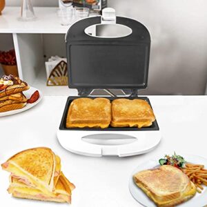 Bene Casa - White Nonstick Flat Grill Sandwich Maker - Includes Cool-touch Handles and Die Cast Aluminum Cooking Surface