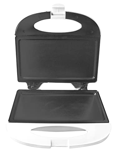 Bene Casa - White Nonstick Flat Grill Sandwich Maker - Includes Cool-touch Handles and Die Cast Aluminum Cooking Surface