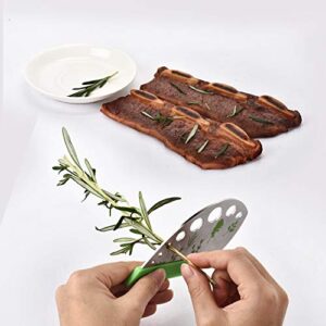 Leaf Herb Stripper, Stainless Steel Kitchen Herb Stripper Tool, 9holes, 2 in 1 design,Curved edge can be used as a kitchen knifefor Chard, Collard Greens, Parsley, Basil, Rosemary Herb, Taragon, Thym