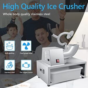 TOPQSC Electric Ice Shaver Snow Cone Maker Machine, Ice Crusher Silver 250W 440lb/h, Industrial Quality Commercial Heavy Duty Snow Cone Equipment for Home and Commercial Use