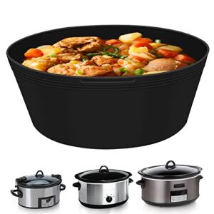 silicone slow cooker liner fit 6 qt oval slow cooker，reusable & leakproof dishwasher safe crock-pot liner for 6-7 quart crock pot (black [fit 6 qt])