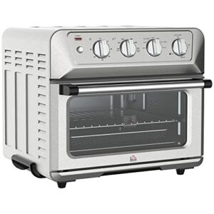 homcom air fryer toaster oven, 21qt 7-in-1 convection oven countertop, warm, broil, toast, bake and air fry, 4 accessories included, 1800w, stainless steel finish