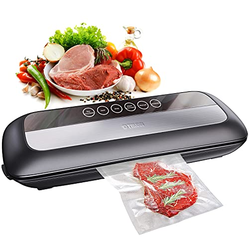 TRUDIN Food Vacuum Sealer Machine With 【Dry & Moist】 Sealing Modes, Automatic Vacuum Sealer for Food Preservation With Starter Kit, Built in Cutter, Led Indicator, Easy to Clean Storage