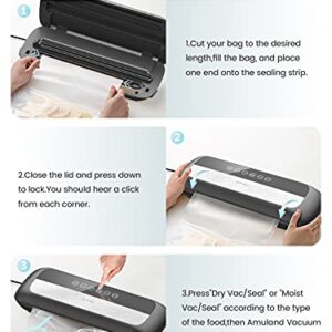 TRUDIN Food Vacuum Sealer Machine With 【Dry & Moist】 Sealing Modes, Automatic Vacuum Sealer for Food Preservation With Starter Kit, Built in Cutter, Led Indicator, Easy to Clean Storage