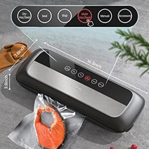 TRUDIN Food Vacuum Sealer Machine With 【Dry & Moist】 Sealing Modes, Automatic Vacuum Sealer for Food Preservation With Starter Kit, Built in Cutter, Led Indicator, Easy to Clean Storage