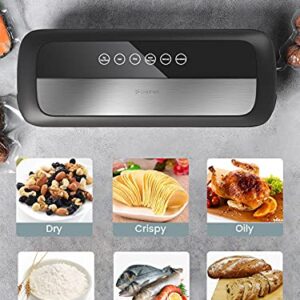 TRUDIN Food Vacuum Sealer Machine With 【Dry & Moist】 Sealing Modes, Automatic Vacuum Sealer for Food Preservation With Starter Kit, Built in Cutter, Led Indicator, Easy to Clean Storage