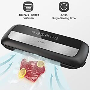 TRUDIN Food Vacuum Sealer Machine With 【Dry & Moist】 Sealing Modes, Automatic Vacuum Sealer for Food Preservation With Starter Kit, Built in Cutter, Led Indicator, Easy to Clean Storage