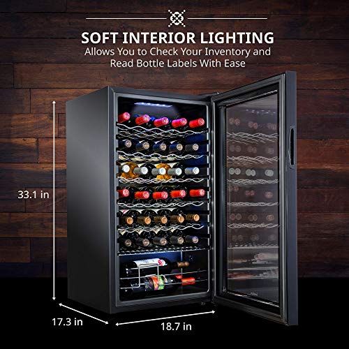 Ivation 34 Bottle Compressor Wine Cooler Refrigerator with Wi-Fi Smart App Control Cooling System | Large Freestanding Wine Cellar Fridge For Red White Champagne or Sparkling, Black Glass Door & Lock