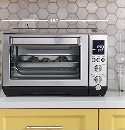 GE Convection Toaster Oven | Quartz Heating Technology | Large Capacity Toaster Oven Complete With 7 Cook Modes & Oven Accessories | Countertop Kitchen Essentials | 1500 Watts | Stainless Steel