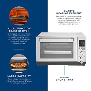 GE Convection Toaster Oven | Quartz Heating Technology | Large Capacity Toaster Oven Complete With 7 Cook Modes & Oven Accessories | Countertop Kitchen Essentials | 1500 Watts | Stainless Steel