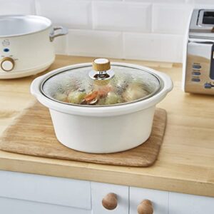 Salton Swan Nordic-Style Slow Cooker with Removable Ceramic Pot, 3.5 Litre, Cotton White