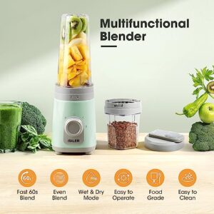 iSiLER Personal Blender, 300W Portable Blender for Shakes Smoothies with 20 Oz Travel Cup, Smoothies Maker Mixer for Protein Frozen Ice Baby Food, Grinder for Coffee beans with 10 Oz Cup BPA free