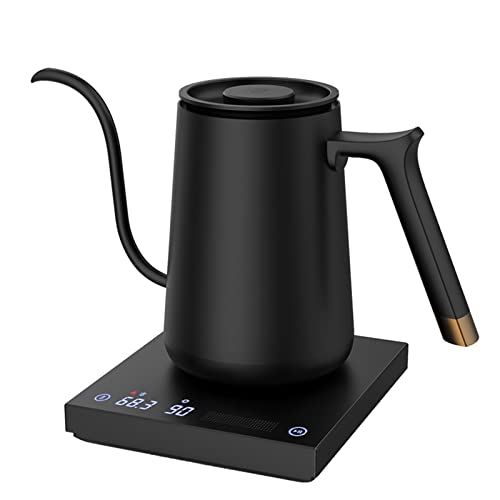 TIMEMORE Fish Smart Electric Coffee Kettle 800ML, Gooseneck Pour Over Kettle for Coffee and Tea Variable Temperature Control, Commercial Edition Black