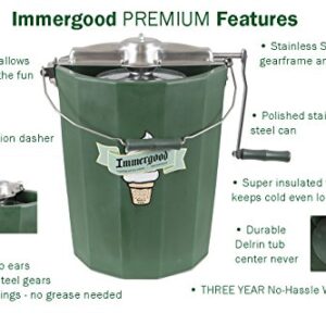 PREMIUM 6 qt. - Immergood Stainless Steel Ice Cream Maker - Hand Crank