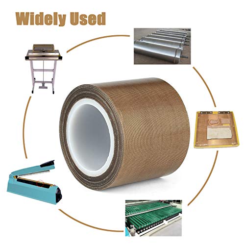 Teflon Tape, 1/2 Inch 30 Feet Fabric PTFE Tape for Vacuum Sealer, Hand and Impulse Sealer Machine, Insulation PTFE Coated Fiberglass Adhesive Tape Fit for FoodSaver, Seal A Meal, Weston, Cabella etc.