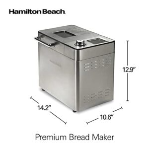 Hamilton Beach Premium Dough & Bread Maker Machine with Auto Fruit and Nut Dispenser, 2 lb. Loaf Capacity, Stainless Steel (29890)