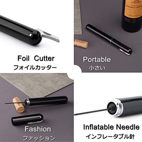 2-in-1 Air Pressure Wine Opener with Foil Cutter Wine Bottle Opener Easy-Open Air Pump Wine Opener Portable Travel Wine Corkscrew Handheld Wine Cork Remover, Best Gifts for Wine Lovers