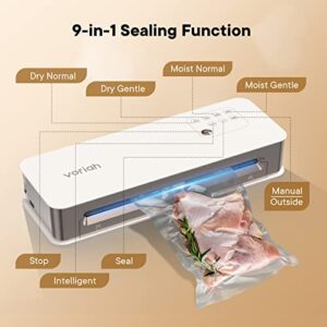 Vacuum Sealer Machine, voriah automatic smart touch screen Vacuum Sealer Machine (automatic & manual optional)，9-in-1 multi-function sealing mode For food preservation and storage，Pow erful Dual Pumps Food Air Sealing System, Sous Vide ，machine washabl