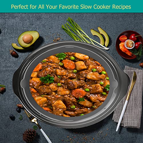 Silicone Slow Cooker Liners for Crock-Pot 7 Quart Crock Pot Liner Reusable 7QT Oval Cooking Liner BPA-Free Leakproof Dishwasher Safe(Gray)