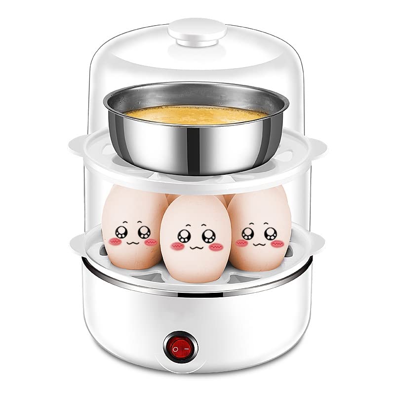 egg cooker for hard boiled eggs electric egg maker machine mini egg boiler for hard boiled Rapid eggs steamer food steamer -14 Egg Capacity Tray - Double Stack