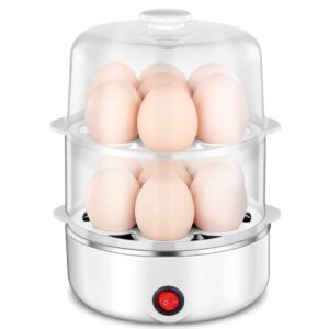 egg cooker for hard boiled eggs electric egg maker machine mini egg boiler for hard boiled Rapid eggs steamer food steamer -14 Egg Capacity Tray - Double Stack