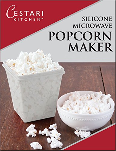 Microwave Air Popper | BPA Free Premium European Grade Clear Platinum Silicone Popcorn Maker | Replaces Microwave Popcorn Bags | Enjoy Air Popped Popcorn - No Oil Needed | by Cestari (2 Quarts)