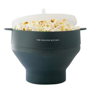 the silicone kitchen silicone microwave popcorn maker - collapsible bowl, non-toxic, dishwasher safe (dark blue)