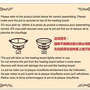 YONGXIN Electric Hot Pot JH-160B-30cm with Divider 304 Stainless Steel, 1400W Dual-Sided Shabu Hot Pot, 4 Liters