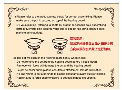 YONGXIN Electric Hot Pot JH-160B-30cm with Divider 304 Stainless Steel, 1400W Dual-Sided Shabu Hot Pot, 4 Liters