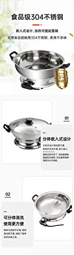 YONGXIN Electric Hot Pot JH-160B-30cm with Divider 304 Stainless Steel, 1400W Dual-Sided Shabu Hot Pot, 4 Liters