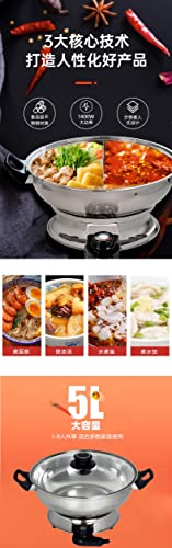 YONGXIN Electric Hot Pot JH-160B-30cm with Divider 304 Stainless Steel, 1400W Dual-Sided Shabu Hot Pot, 4 Liters