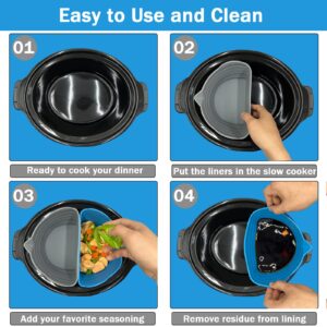 Silicone Slow Cooker Divider Liners, for Most 6-7 Quart Slow Cookers, Reusable and Easy to Clean Slow Cooker Divider Insert Made with Food-Grade Silicone and Free of BPA Dishwasher Safe