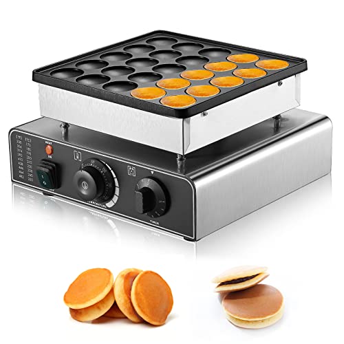 MATHOWAL Mini Pancakes Maker Machine 25Pcs Electric Muffin Machine Non-stick Pancakes Machine for Kitchen, Cafe or Dessert Shop