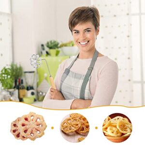 Flower Rosette Iron Waffle Molds: Creative Cake Printing Cookie Pastry Mold with Handle for Dessert Biscuit Waffle Baking Gadget