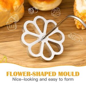 Flower Rosette Iron Waffle Molds: Creative Cake Printing Cookie Pastry Mold with Handle for Dessert Biscuit Waffle Baking Gadget