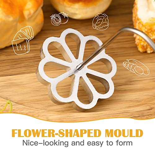 Flower Rosette Iron Waffle Molds: Creative Cake Printing Cookie Pastry Mold with Handle for Dessert Biscuit Waffle Baking Gadget